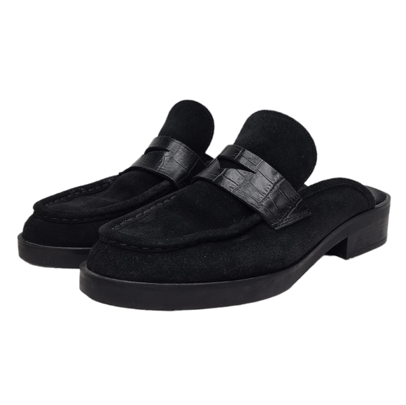 Free People | Shoes | Free People Womens Black Suede Leather Stacked ...